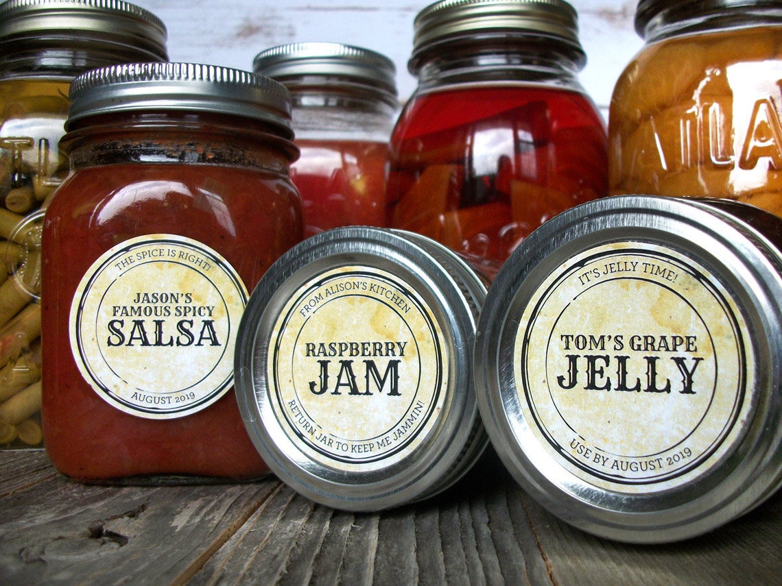 CUSTOM Vintage Apothecary Canning Jar Labels Round Retro - Etsy