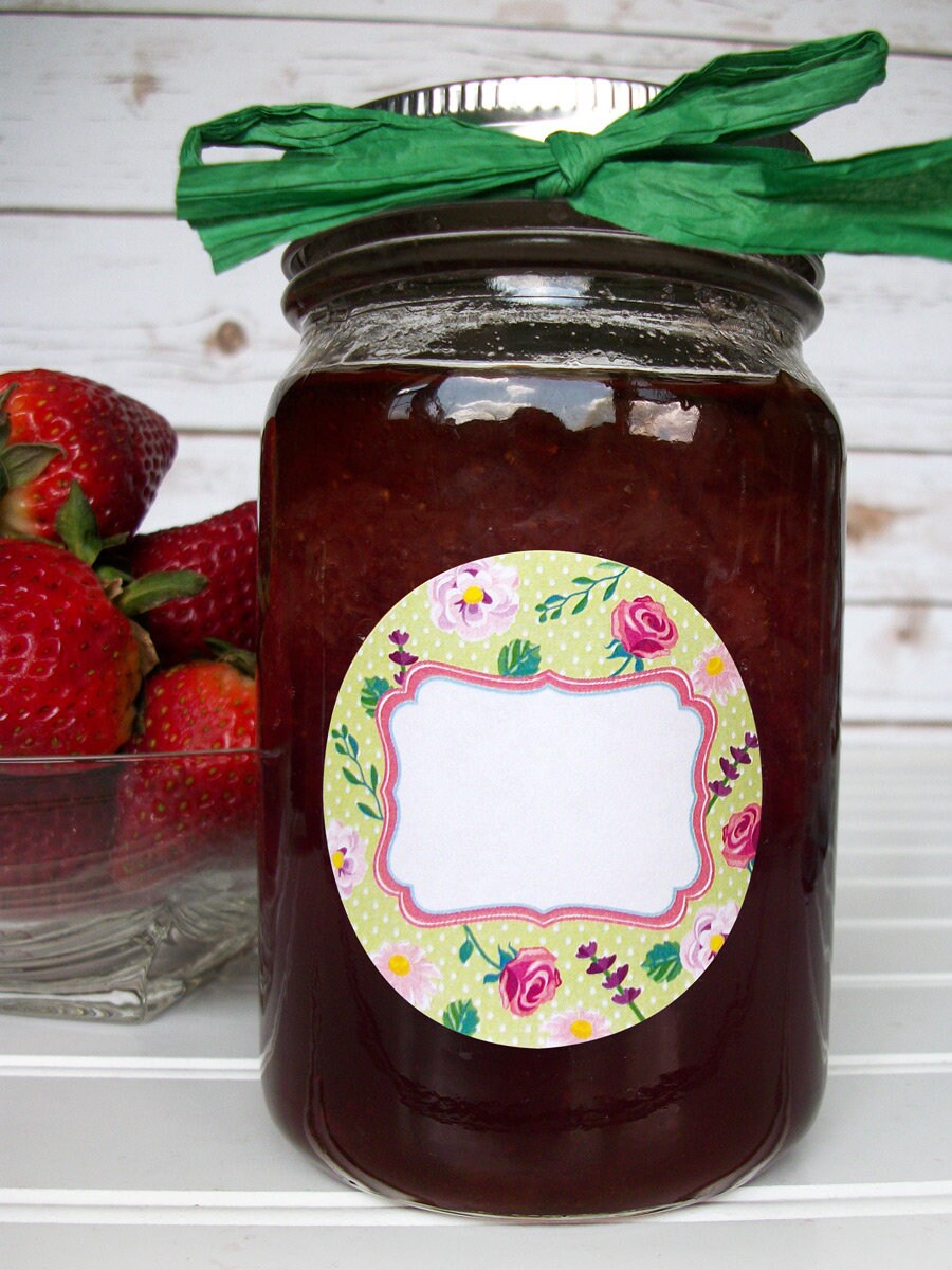 Cottage Chic Flower Canning Jar Labels Round Mason Jar Labels | Etsy