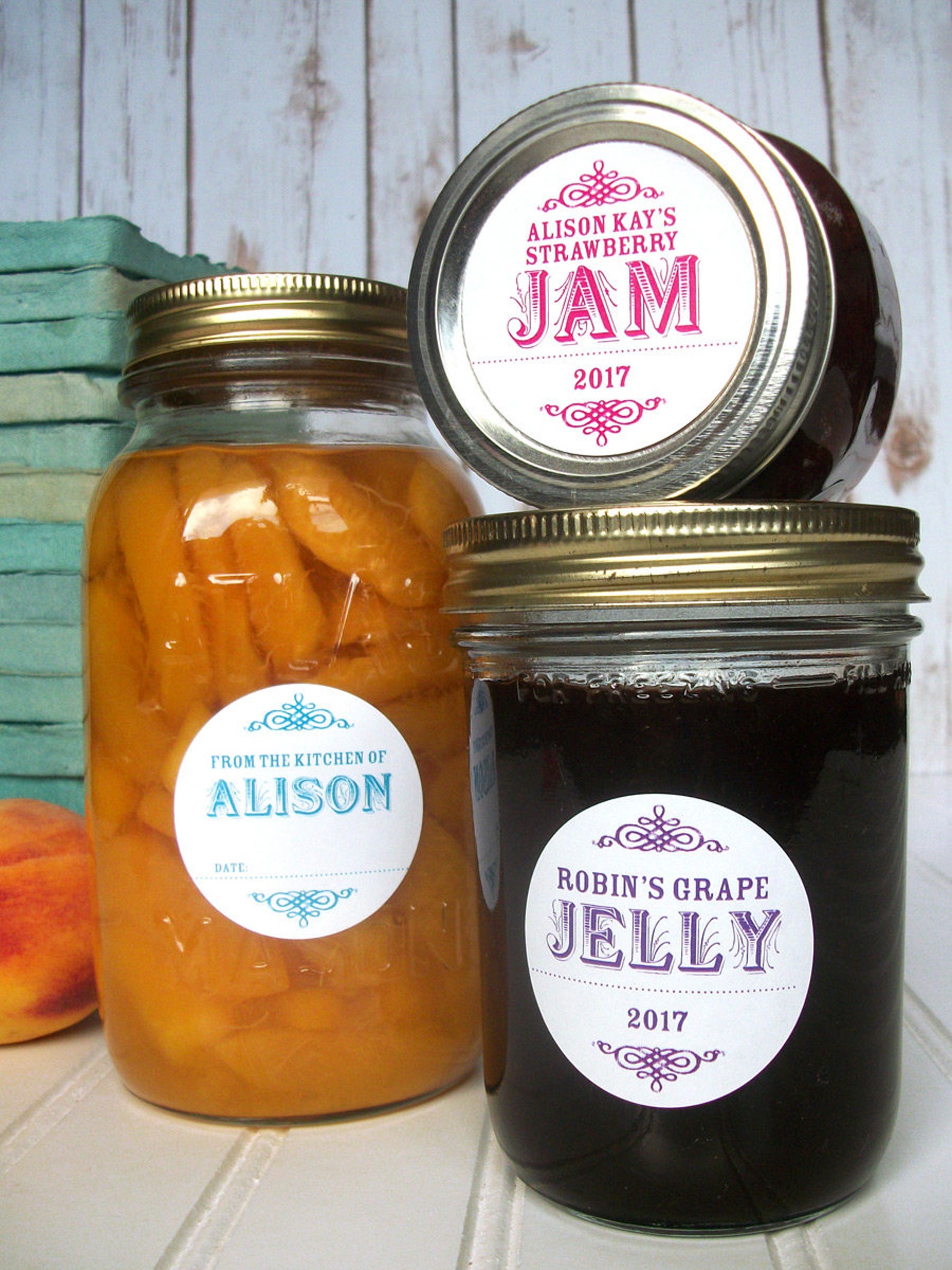 Colorful CUSTOM Canning Jar Labels Round Kitchen Mason Jar | Etsy