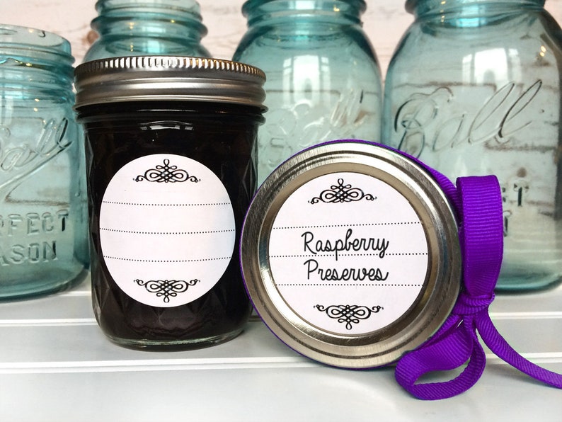 BULK PACK 200 Scroll Canning Labels Round Black & White - Etsy