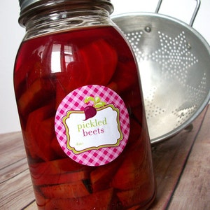 Pickled Beets Canning Jar Labels Gingham Mason Jar Stickers - Etsy