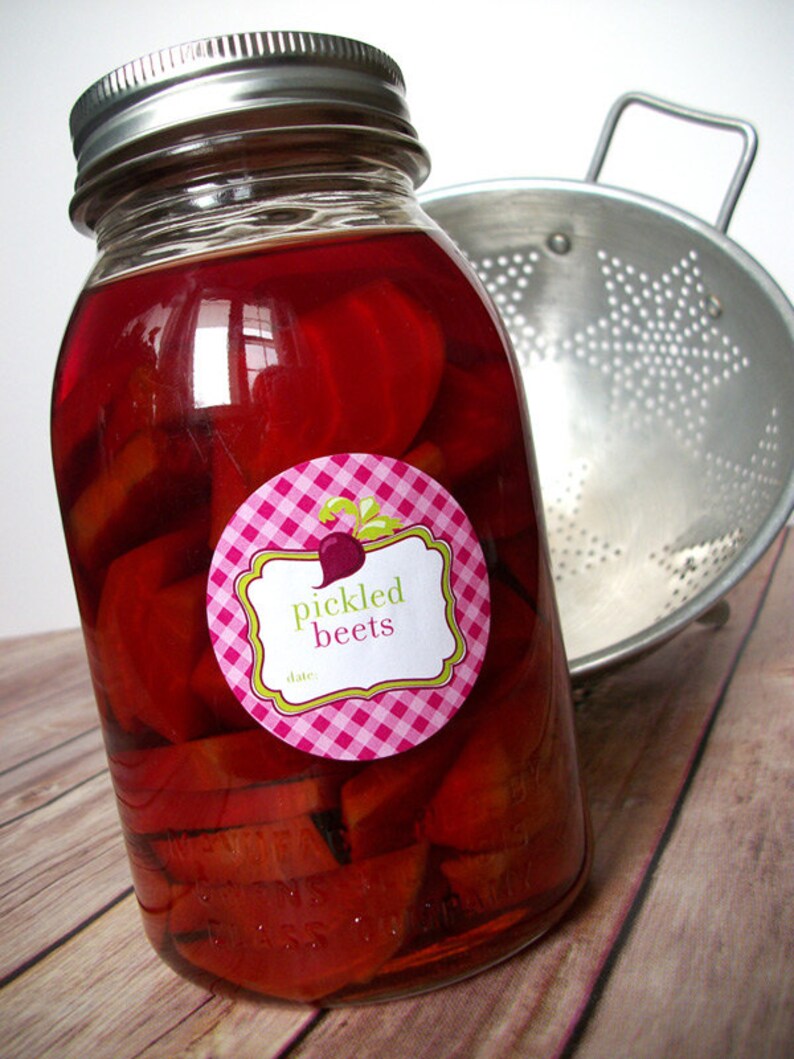 Pickled Beets Canning Jar Labels Gingham Mason Jar Stickers - Etsy