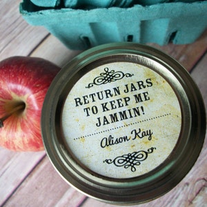 Return Jars to Keep Me Jammin, Custom Vintage Canning Jar Labels ...