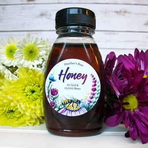 Custom Watercolor Wildflower Honey Labels, Whimsical Customized Honey ...