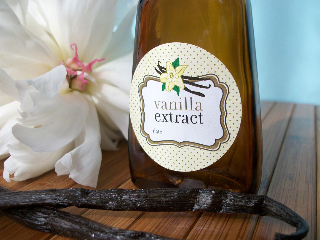 Cute Vanilla Extract Bottle Labels, Round Stickers for Homemade Holiday ...
