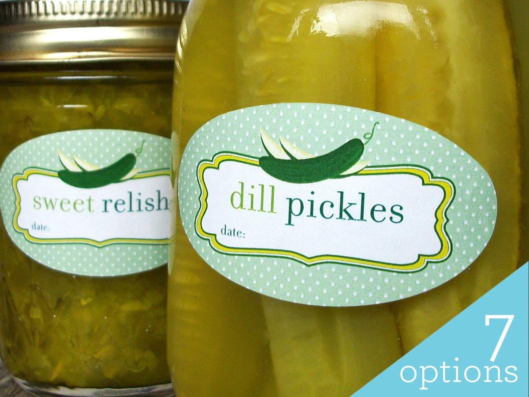 Oval Cute Kosher Dill, Sweet, Bread & Butter Pickle, Relish Canning Jar ...
