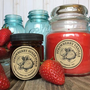 Mercantile Strawberry Jam & Jelly Jar Labels, Round Printed ...