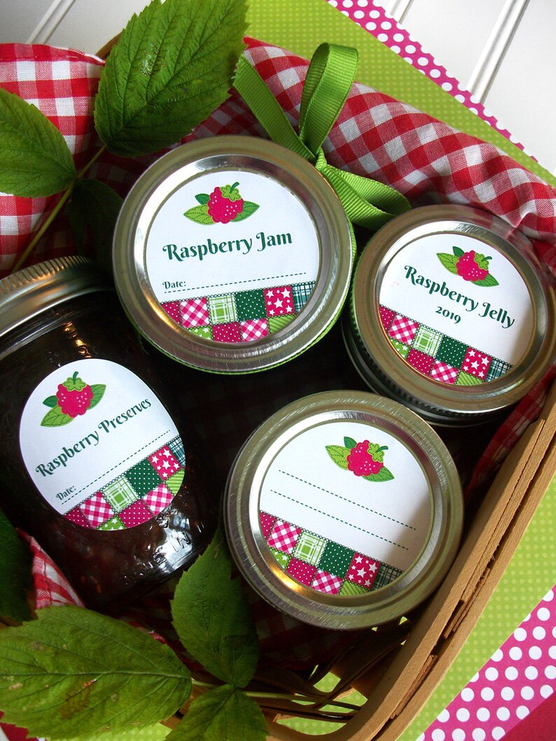 Country Quilt Red Raspberry Canning Jar Labels Cute Printed - Etsy