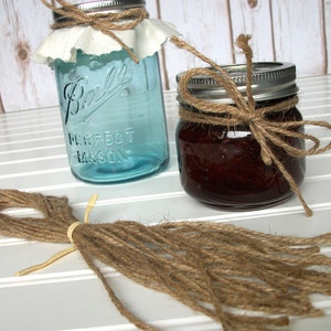 12 Natural Jute Twine Ribbons for Mason Canning Jars, Rustic Wedding ...