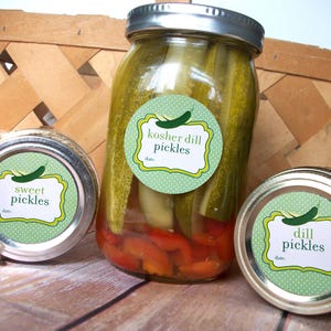 Cute Dill, Sweet, Bread & Butter Pickle, and Relish Canning Jar Labels ...