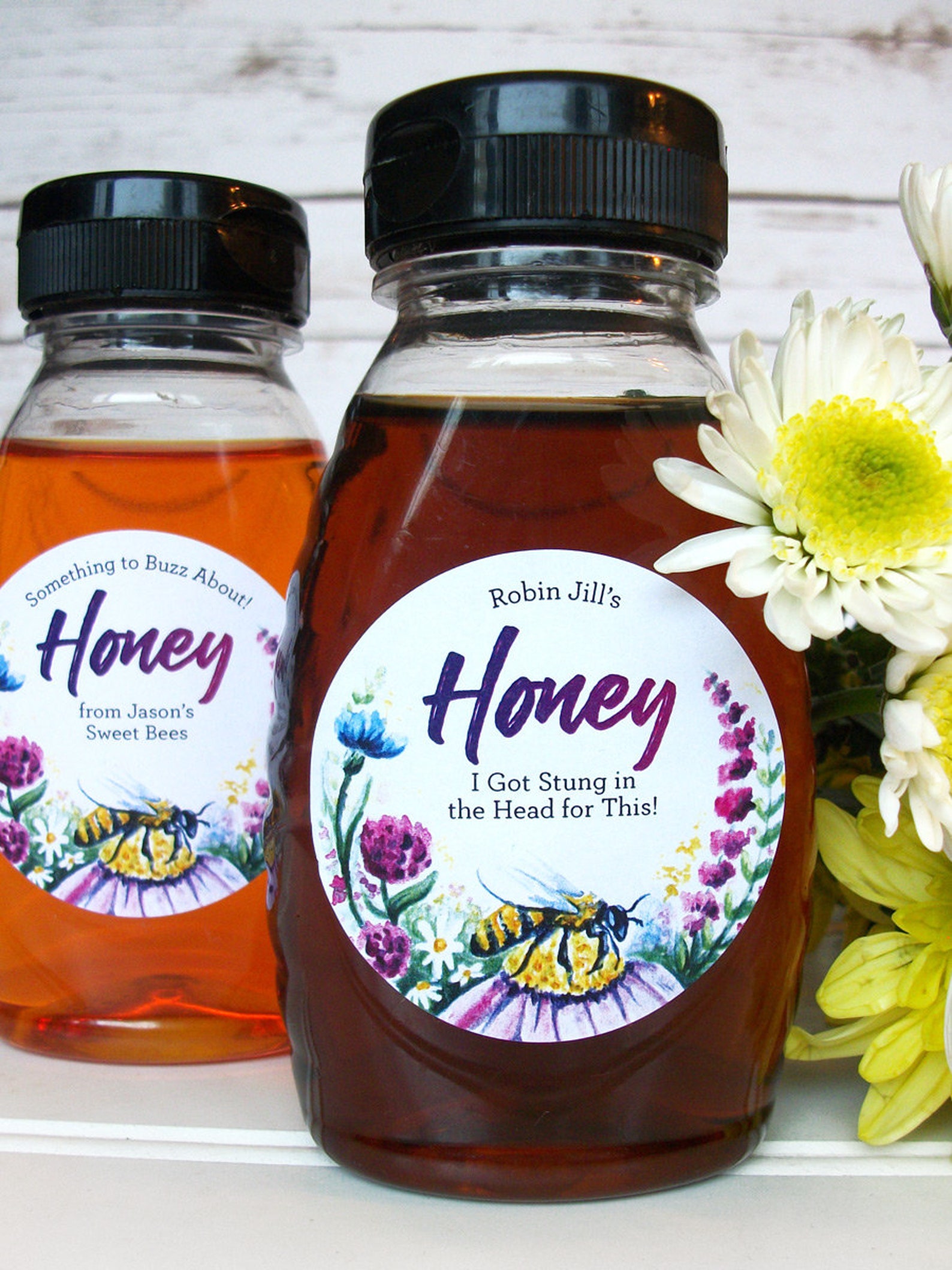 Custom Watercolor Wildflower Honey Labels Whimsical | Etsy