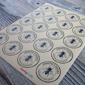Custom Kraft Seal Honey Jar Labels, Customized Printed Round Honey Bee ...