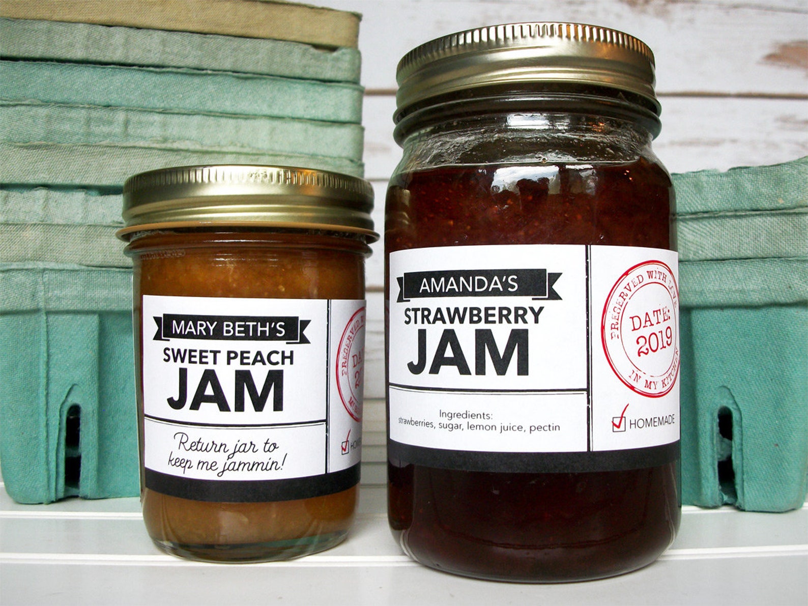 Custom Modern Black & White Rectangle Canning Jar Labels - Etsy