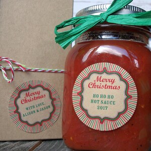 Custom KRAFT Christmas Burst Canning Jar Labels, Round Retro Merry ...