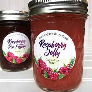 Custom Watercolor Raspberry Canning Labels, Printed Round Mason Jar ...