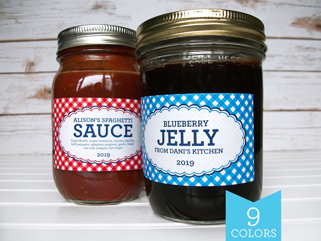 Custom Farmer's Market Gingham Rectangle Jam & Jelly Jar Labels ...