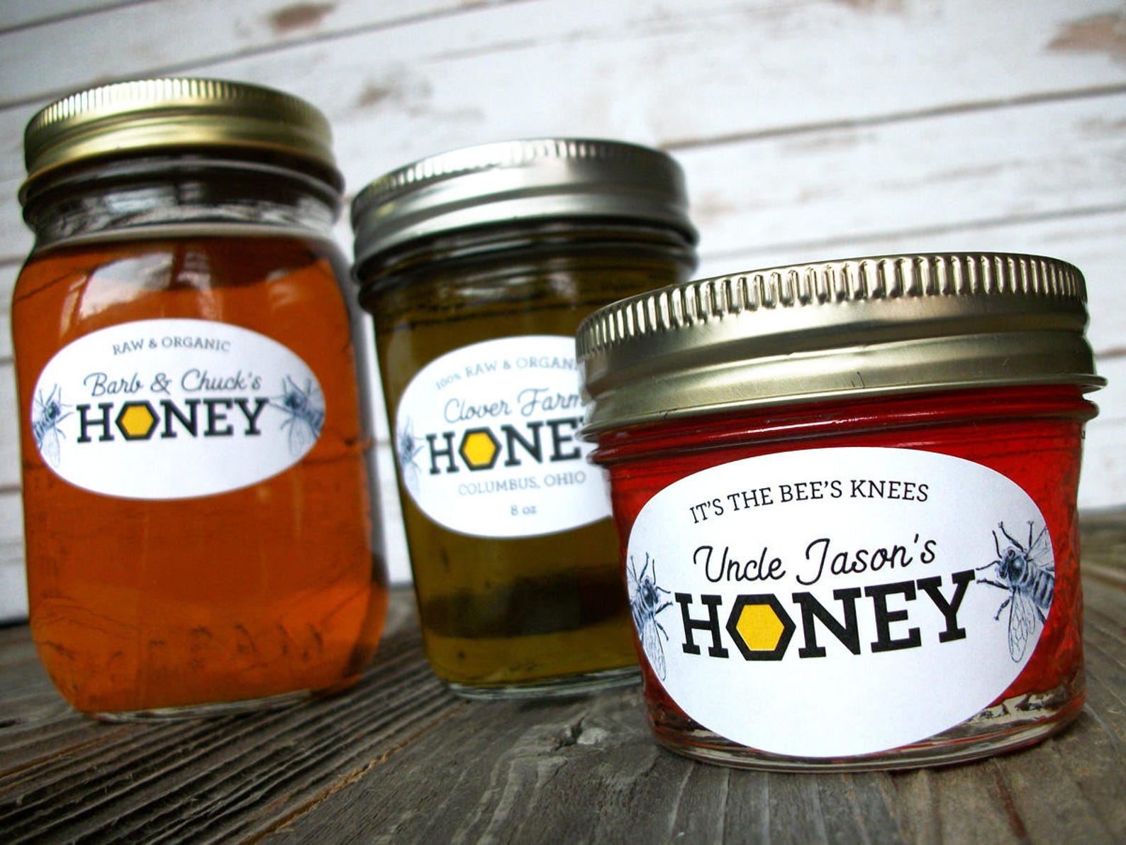 Custom Honeycomb Oval Honey Labels for Quilted Mason Jars - Etsy