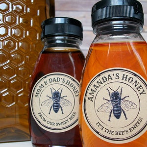 Custom Kraft Seal Honey Jar Labels, Customized Printed Round Honey Bee ...