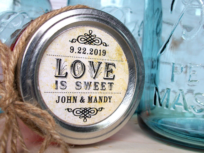 Vintage Love is Sweet Custom Wedding Jam Jar Labels | Etsy