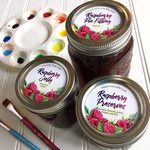 Custom Watercolor Raspberry Canning Labels, Printed Round Mason Jar ...