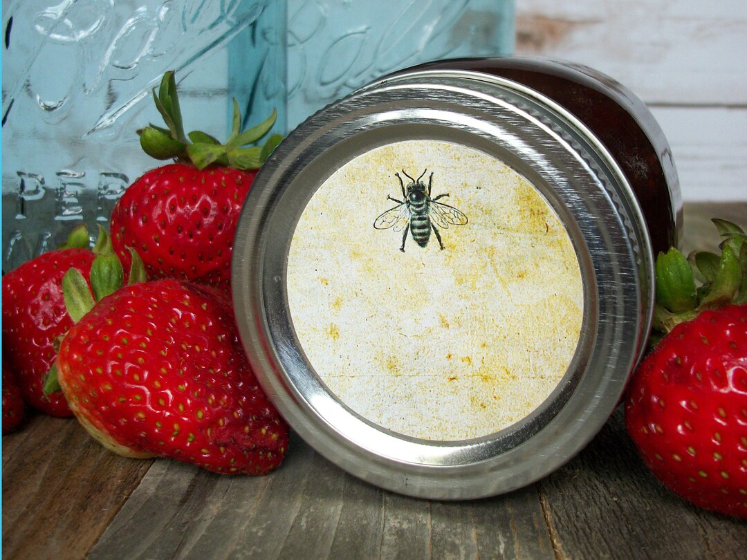 Vintage Honey Bee Canning Jar Labels, Round Mason Jar & Bottle Stickers ...
