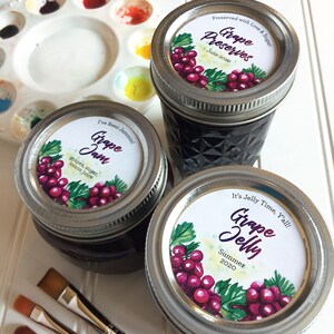 Custom Watercolor Grape Canning Labels, Personalized Round Printed ...