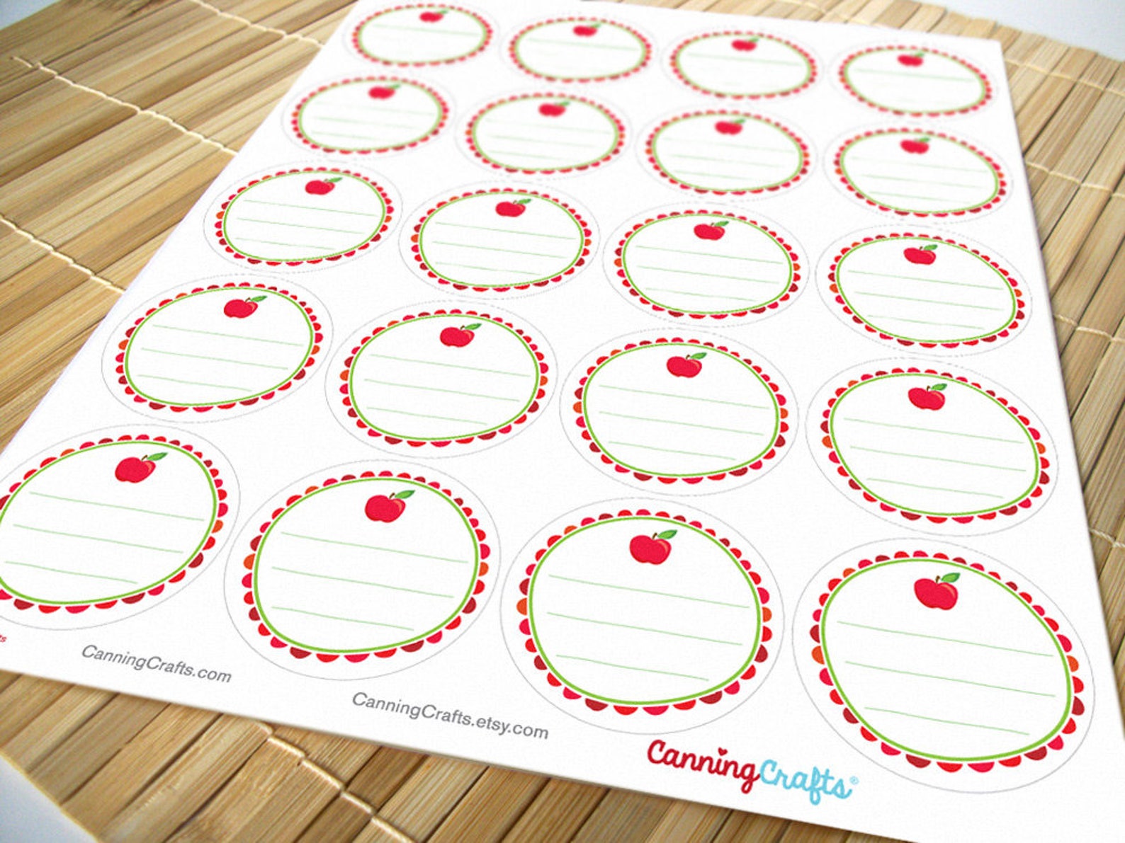 Fun Apple Canning Jar Labels, Round Mason Jar Labels for Fruit ...