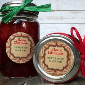 Custom KRAFT Christmas Burst Canning Jar Labels, Round Retro Merry ...