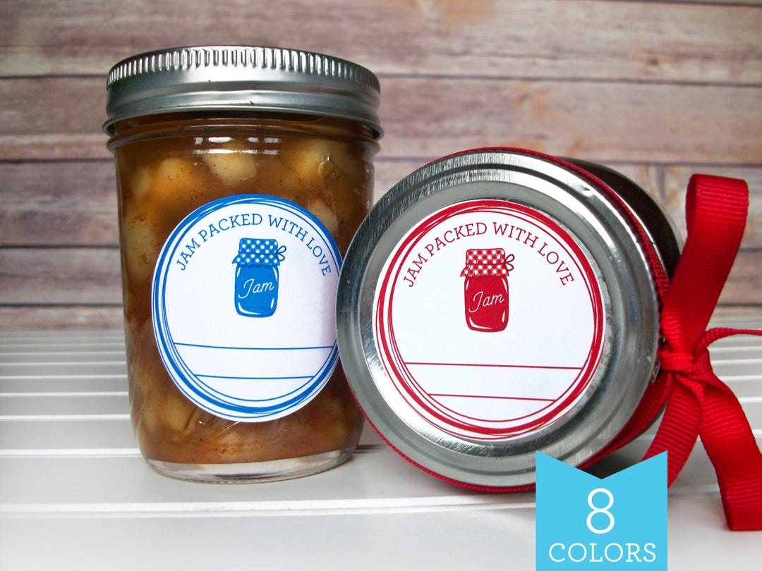 Colorful Jam Packed With Love Canning Labels, Round Mason Jar Stickers ...