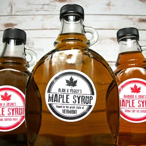 Custom Rubber Stamp Maple Syrup Labels, Red or Black Custom Maple Leaf ...