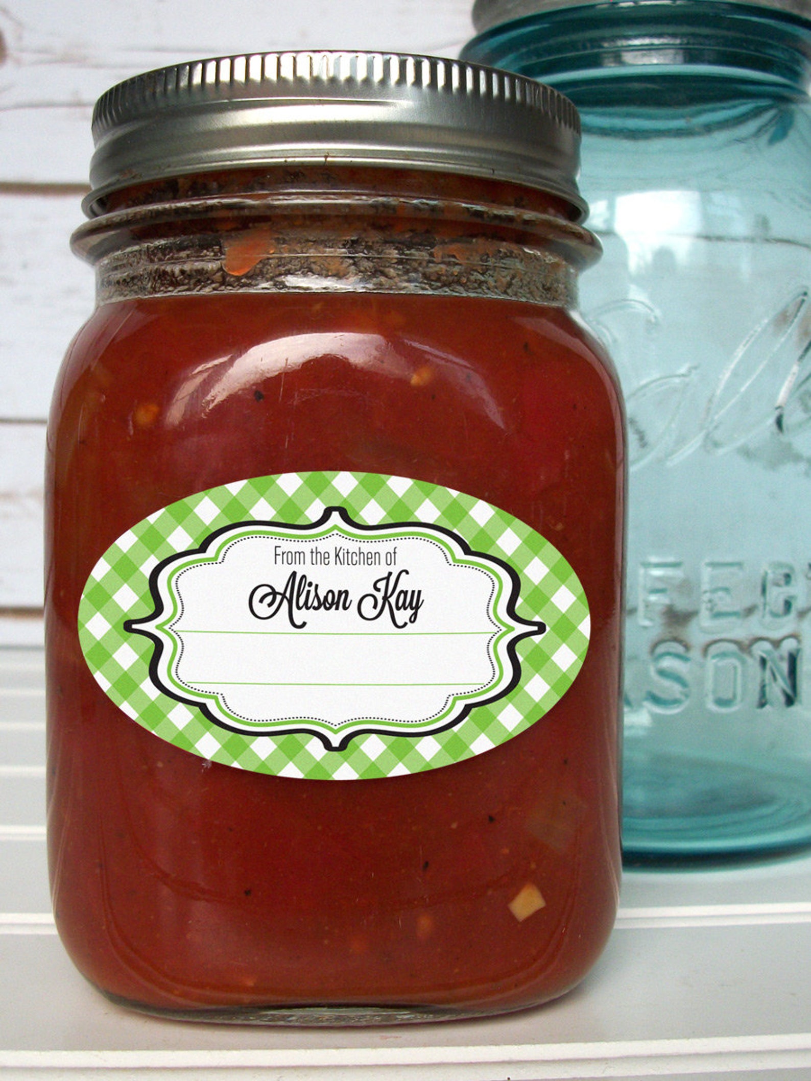 Custom Gingham Oval Kitchen Labels Jam Jelly Jar Labels for - Etsy