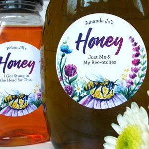 Custom Watercolor Wildflower Honey Labels, Whimsical Customized Honey ...