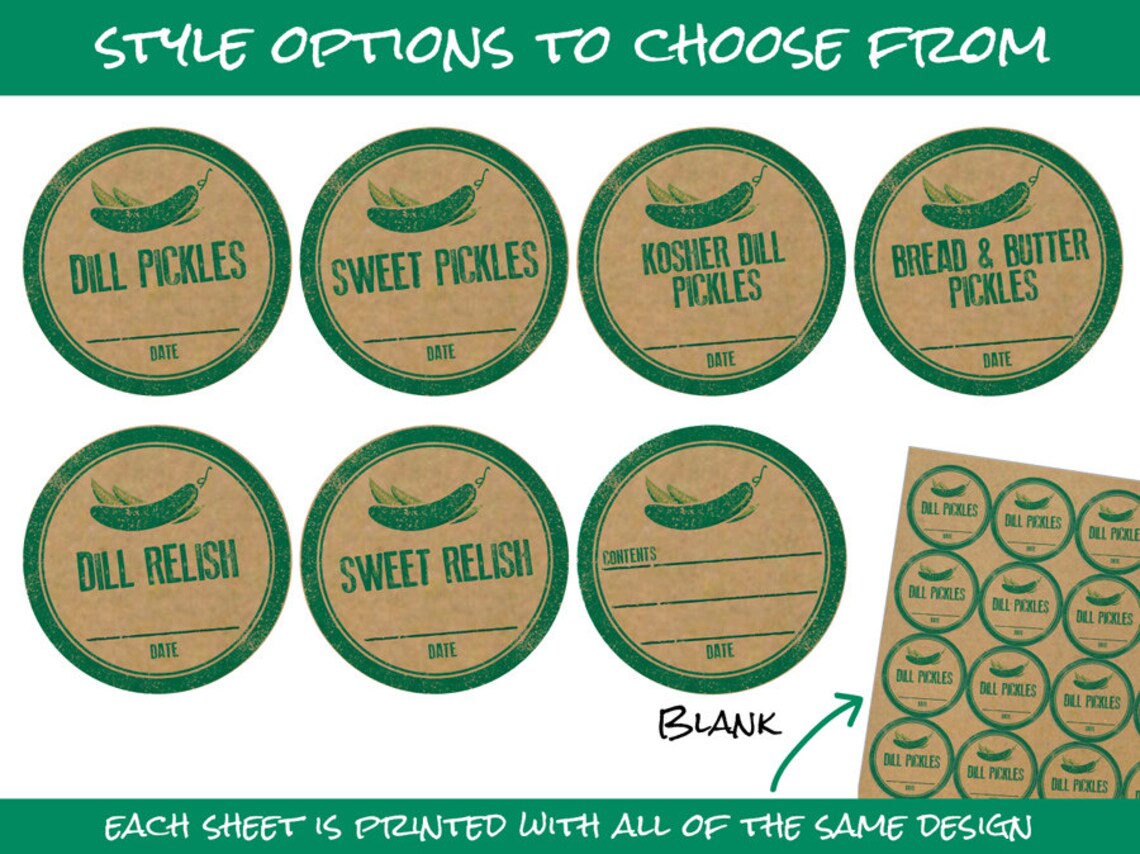 Rubber Stamp Pickle Kraft Paper Canning Jar Labels Dill - Etsy