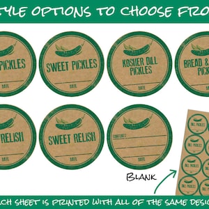 Rubber Stamp Pickle Kraft Paper Canning Jar Labels, Dill, Sweet, Bread ...