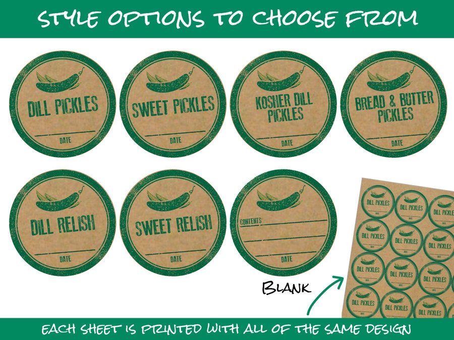 Rubber Stamp Pickle Kraft Paper Canning Jar Labels Dill - Etsy