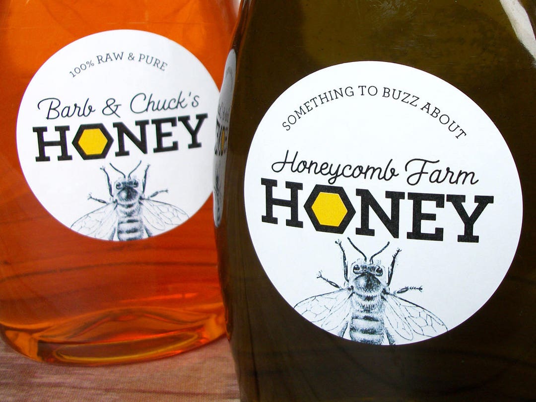 Custom Honeycomb Honey Labels, Customized Honey Bottle Labels & Canning ...