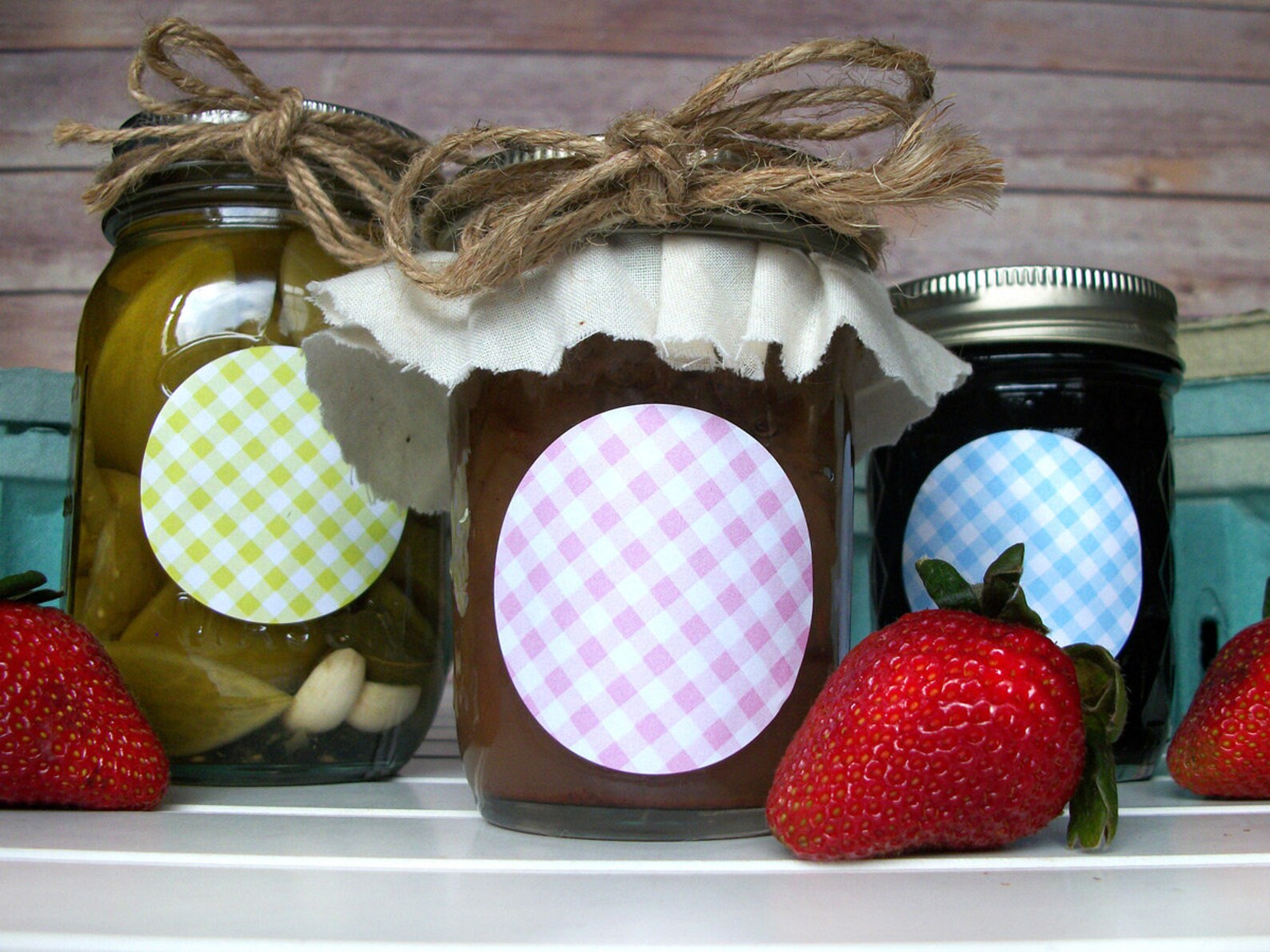 Cottage Chic Lattice Canning Jar Labels Round Stickers for - Etsy