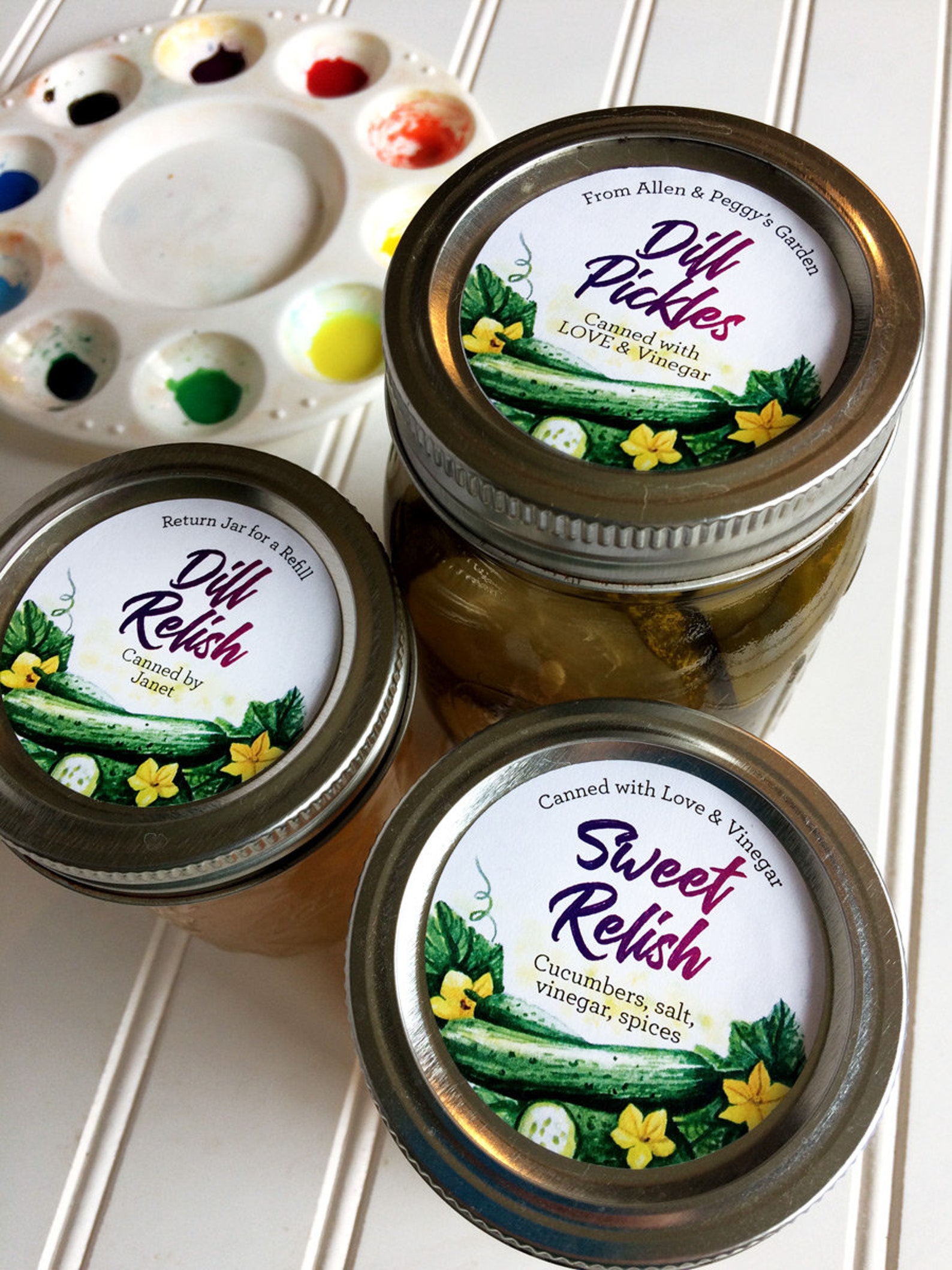Custom Watercolor Pickle Canning Labels Round Printed - Etsy