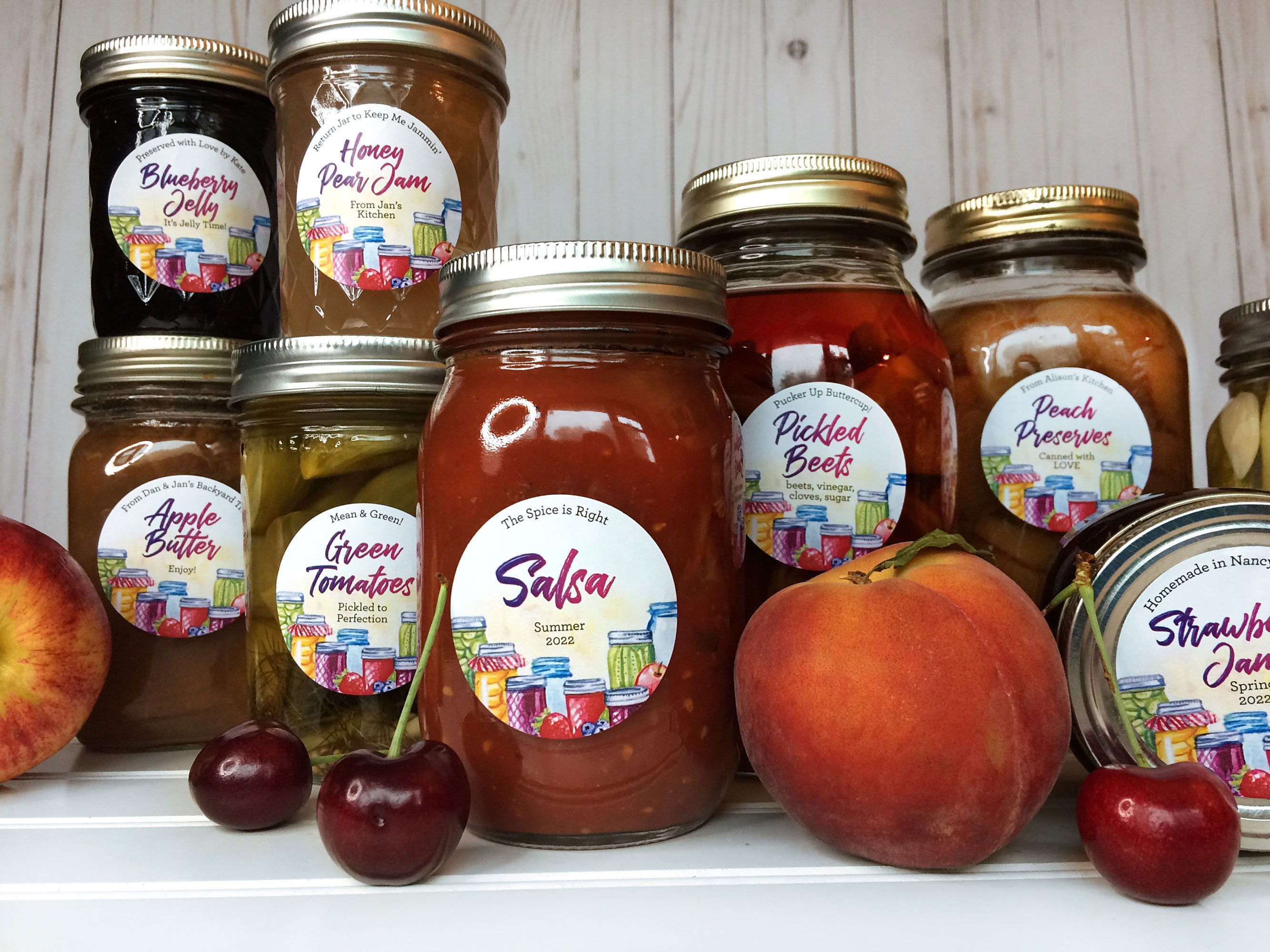 CUSTOM Watercolor Mason Jar Canning Labels Printed With YOUR Text ...