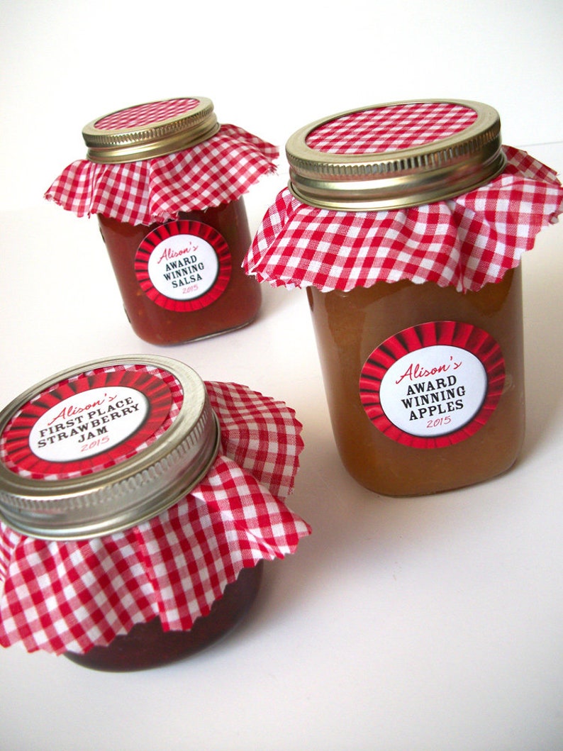 Custom Red or Blue Award Ribbon Winning Canning Jar Labels - Etsy
