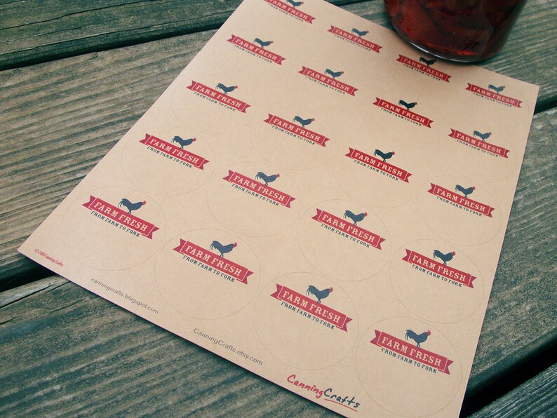 Farm Fresh Rooster KRAFT Paper Canning Jar Labels Round Fruit - Etsy