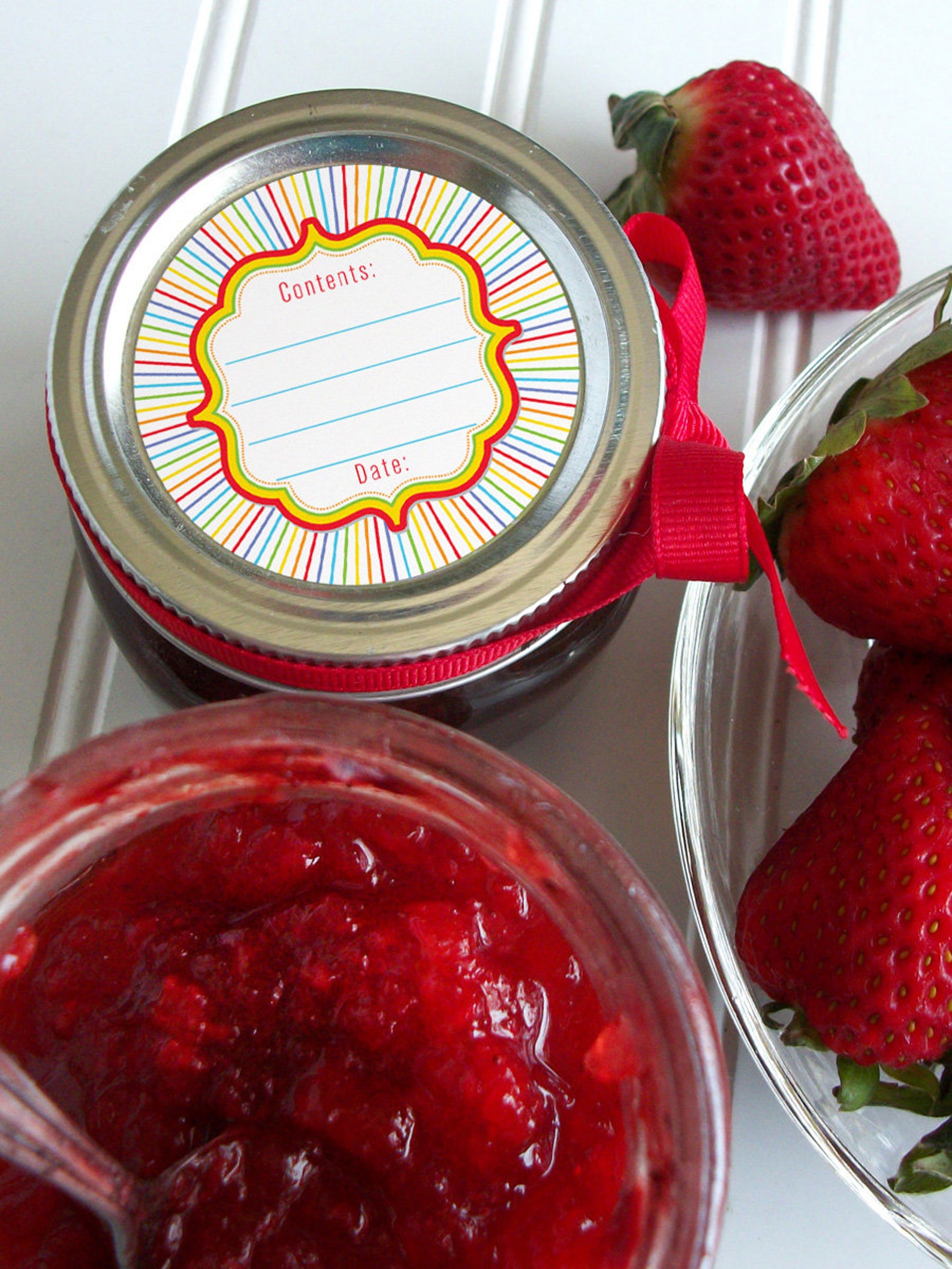 Rainbow canning jar labels round mason jar labels for fruit & | Etsy