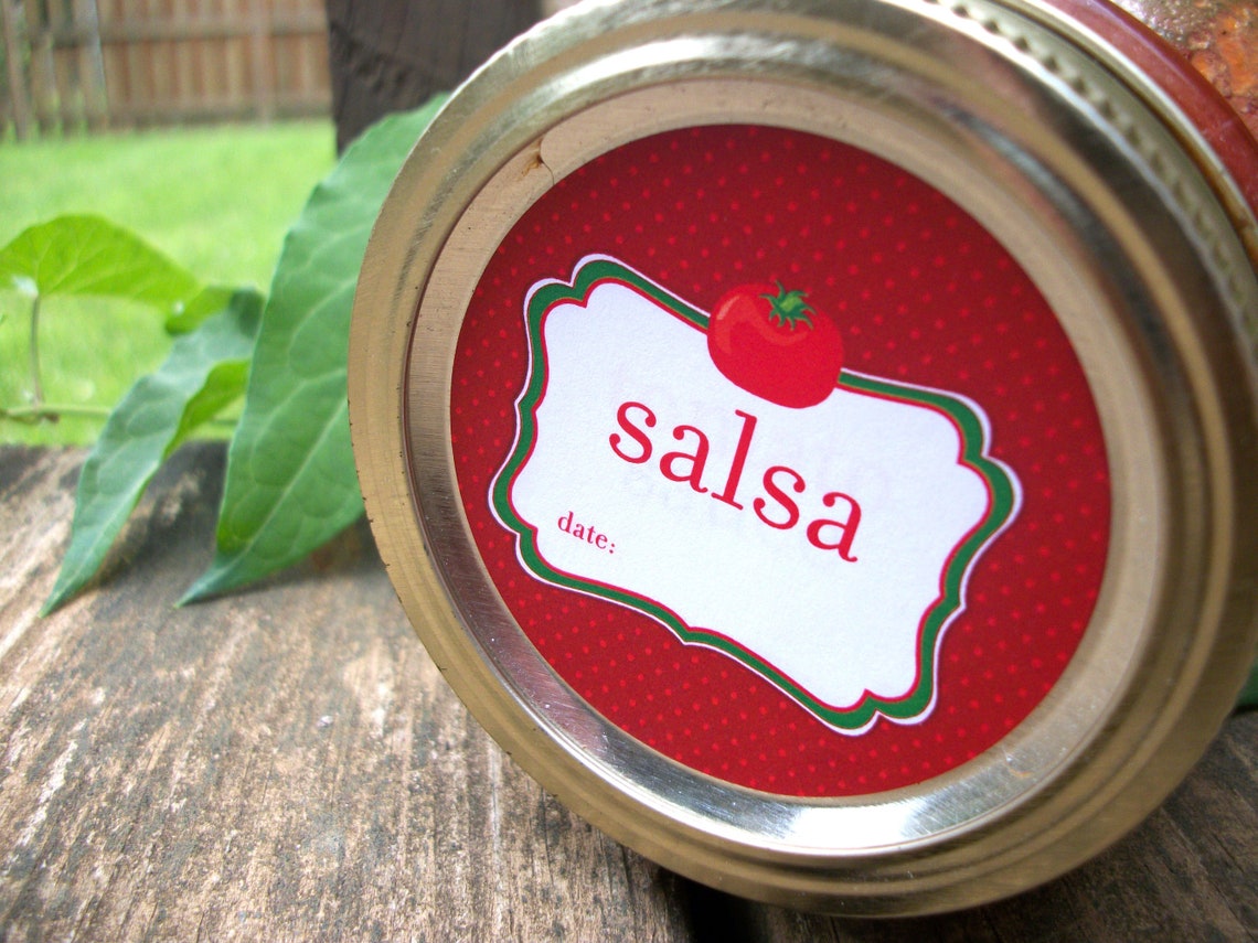 Cute Salsa Tomato Canning Jar Labels, Round Red Mason Jar Stickers for ...