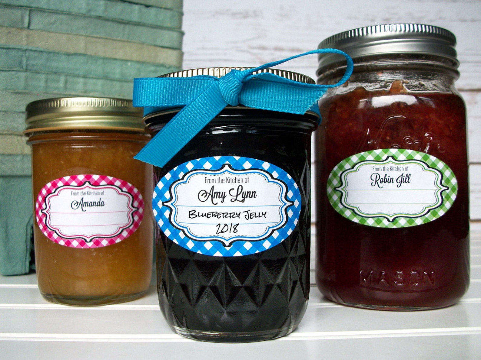 Custom Gingham Oval Kitchen Labels Jam Jelly Jar Labels for - Etsy