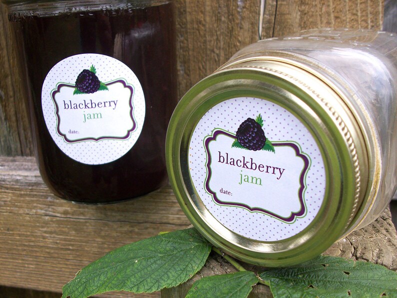 Blackberry Jam Canning Jar Labels Round Mason Jar Stickers | Etsy