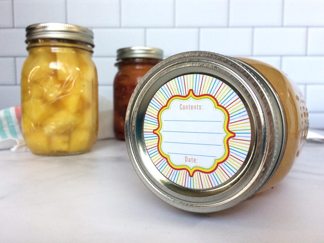 Rainbow Canning Jar Labels, Round Mason Jar Stickers for Fruit Jam ...