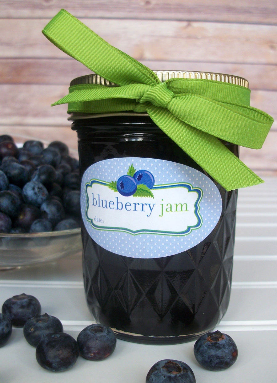 Oval Blueberry Jam Canning Jar Labels Quilted Jam Jar Labels - Etsy
