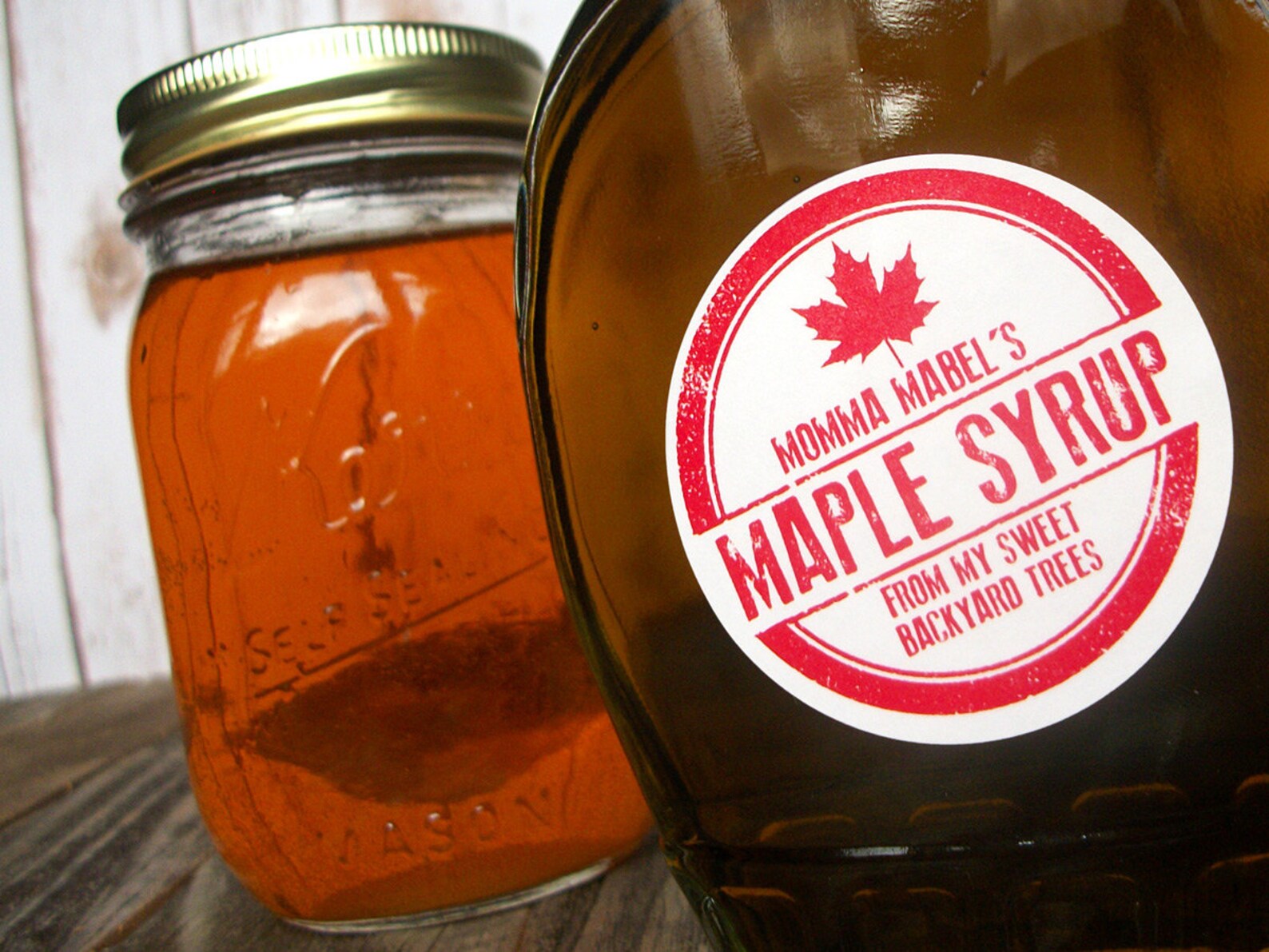 Custom Rubber Stamp Maple Syrup Labels Red or Black Custom - Etsy