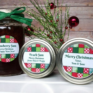 Personalized Christmas Quilt Jam Jar Labels, Printed Red & Green ...