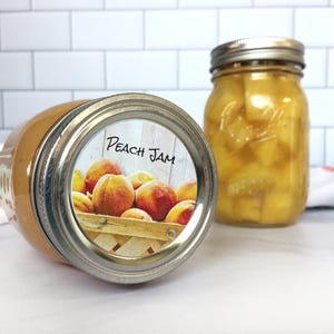 Market Fresh Peach Canning Jar Labels, Round Rustic Fruit Mason Jar ...